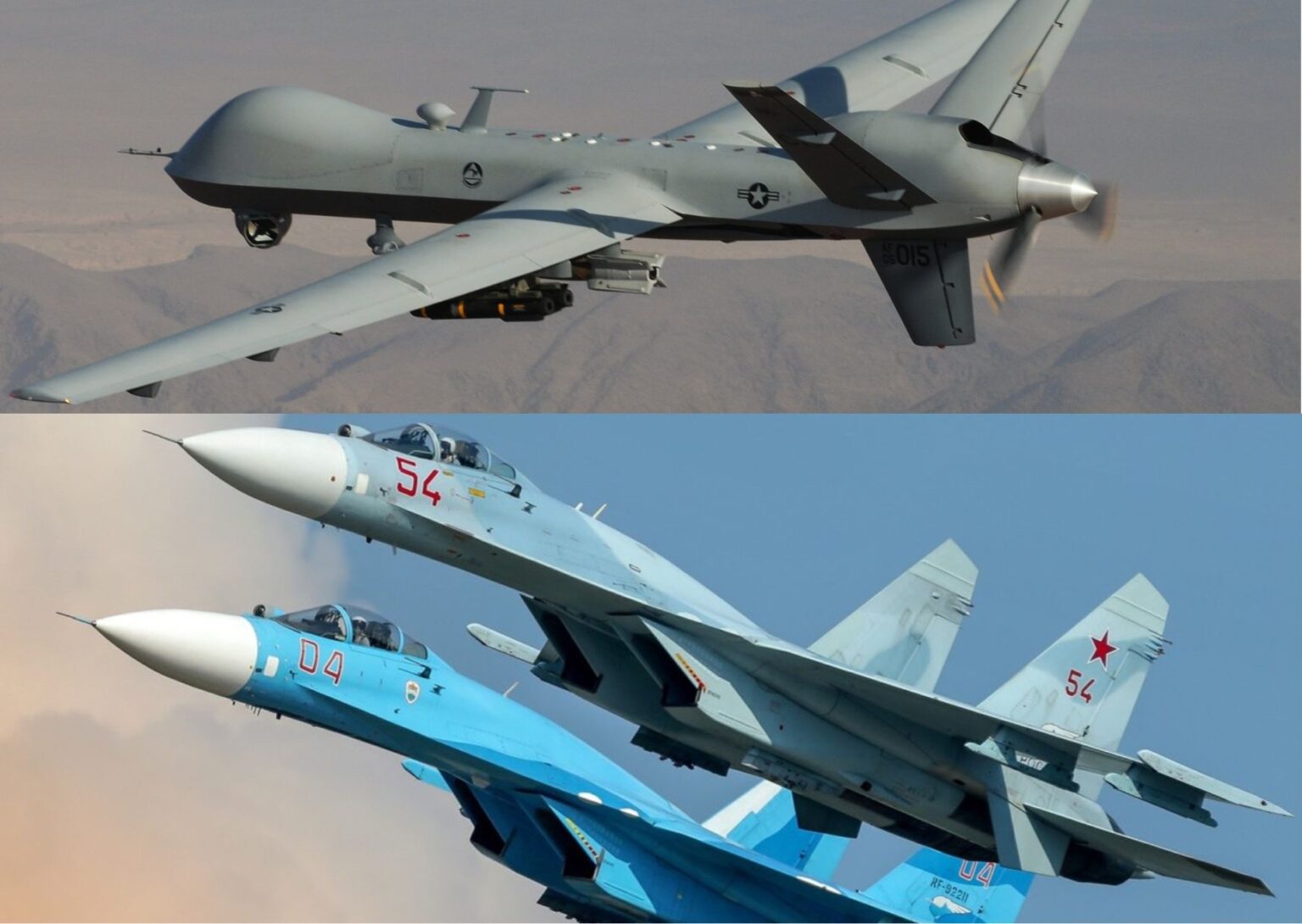 Su-27 Rusia sirami drone MQ-9 Reaper AS dengan avtur lalu tabrak baling-balingnya, drone AS ...