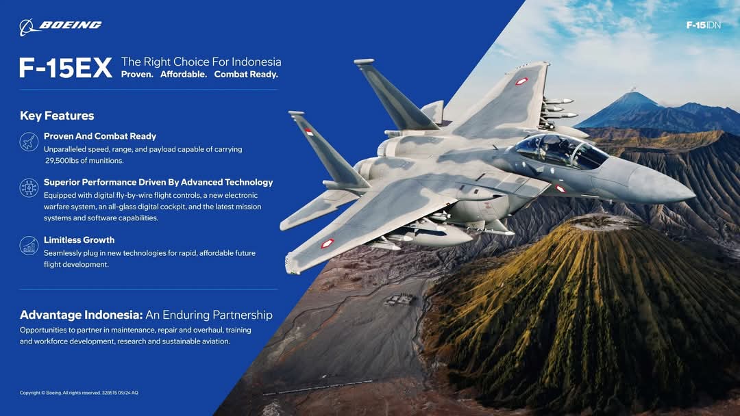 Boeing menegaskan F-15EX sebagai jet tempur terbaik bagi Indonesia ...